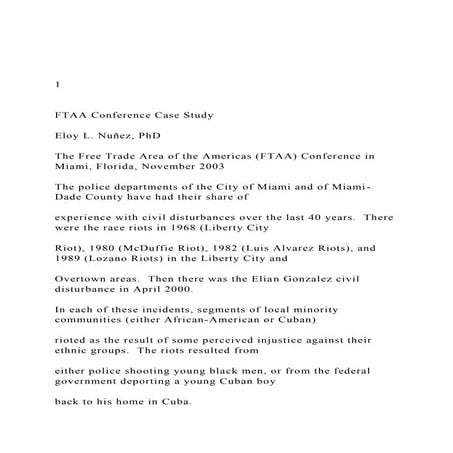 1 FTAA Conference Case Study Eloy L. Nuñez, PhD .docx | Civic affairs | Politics