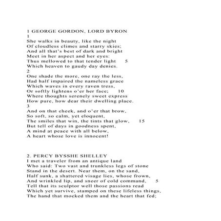 1 GEORGE GORDON, LORD BYRON1She walks in beauty, like the nigh.docx