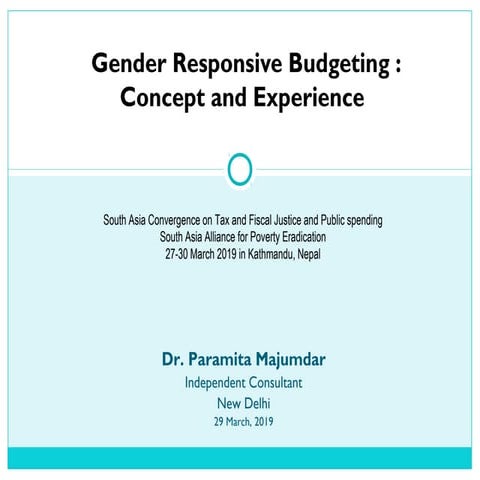 Gender Responsive Budgeting Concept and Experience 29 march 2019 | PPT