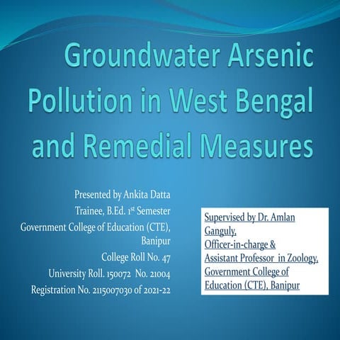 Groundwater Arsenic Pollution in West Bengal and Remedial.pptx