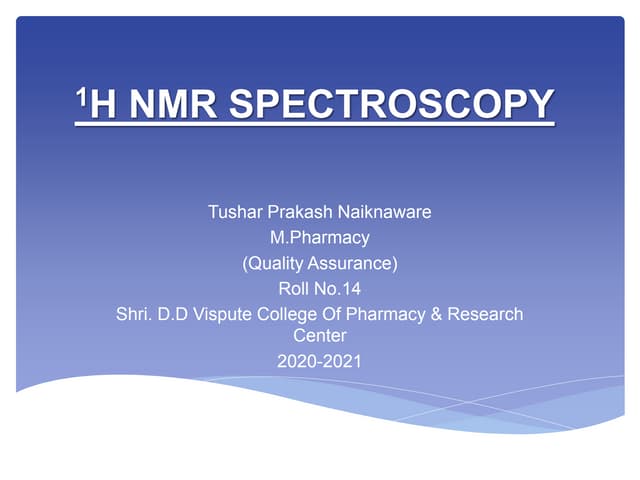 NMR spectroscopy.ppt instrumentation, principle | PPT