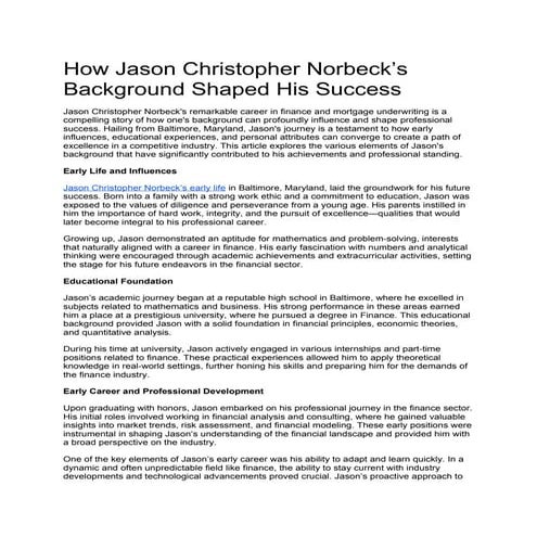 How Jason Christopher Norbeck’s Background Shaped His Success.docx
