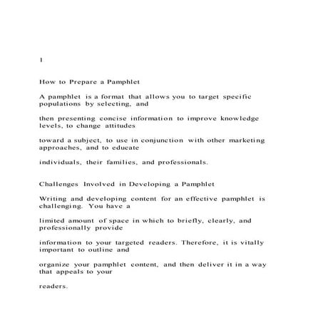 1 How to Prepare a Pamphlet A pamphlet is a format | DOCX