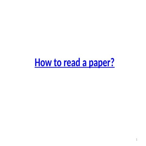 How to read a paper | PDF