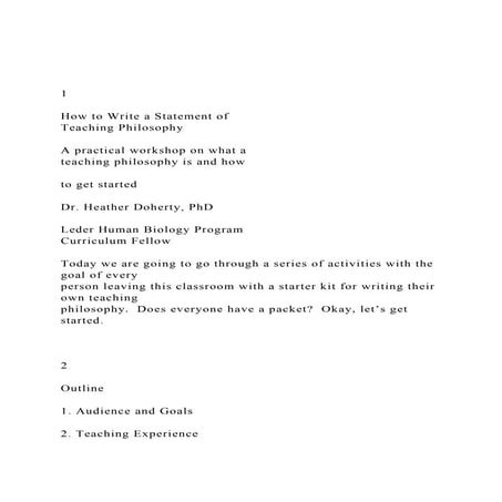 1How to Write a Statement of Teaching PhilosophyA pr.docx | Educational ...