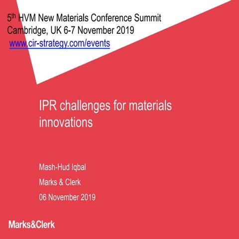 IPR challenges for materials innovations | PPT
