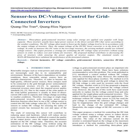 Sensor-less DC-Voltage Control for Grid-Connected Inverters | PDF