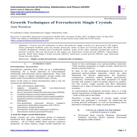 Growth Techniques of Ferroelectric Single Crystals | PDF