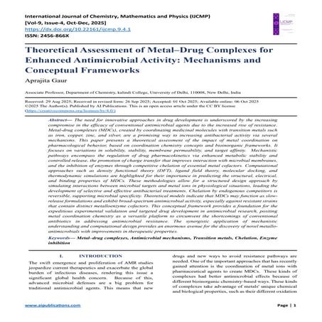 Theoretical Assessment of Metal–Drug Complexes for Enhanced ...