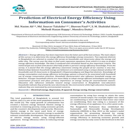 Prediction of Electrical Energy Efficiency Using Information on ...