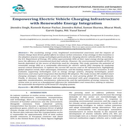 Empowering Electric Vehicle Charging Infrastructure With Renewable