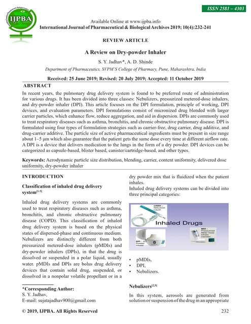 Dry Powder Inhaler(DPI) | PPT