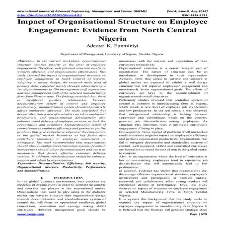Impact of Organisational Structure on Employee Engagement: Evidence ...