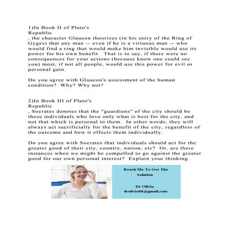1)In Book II of Platos Republic, the character Glaucon theorize.docx