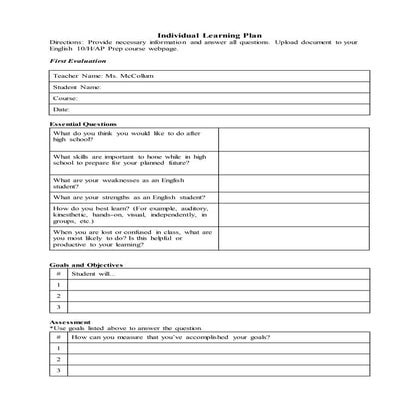 1 individual learning plan (editted) | DOCX
