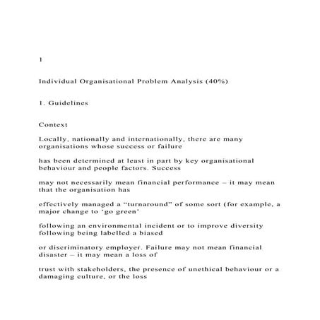 1 Individual Organisational Problem Analysis (40) .docx