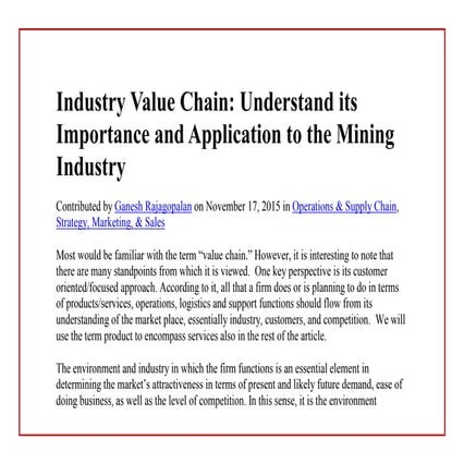 Industry Value Chain: Understand its Importance and Application to the ...
