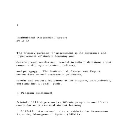 1 Institutional Assessment Report 2012-13 | DOCX