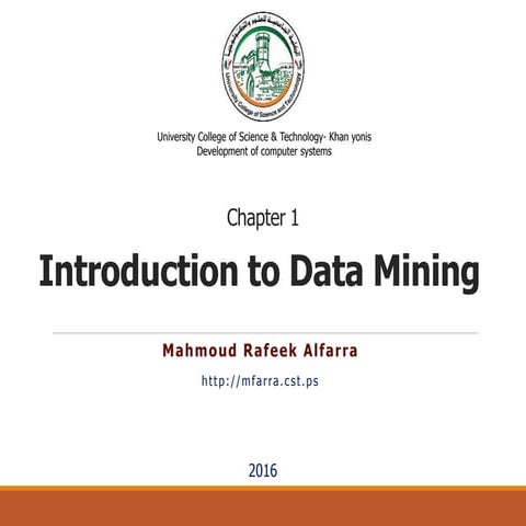 Introduction To Data Mining Chapter 1 Pptx Databases Computer 0068
