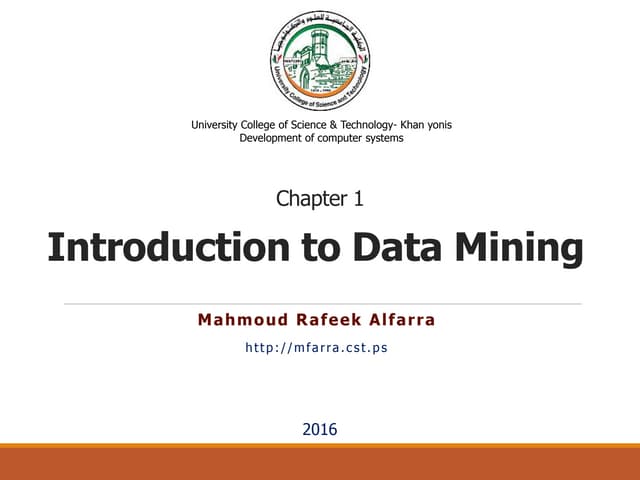 Introduction To Data Mining Chapter 1 Pptx Databases Computer 0068
