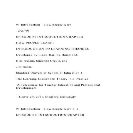 Session 1 How People Learn: Introduction To Learning Theory – LEKPU