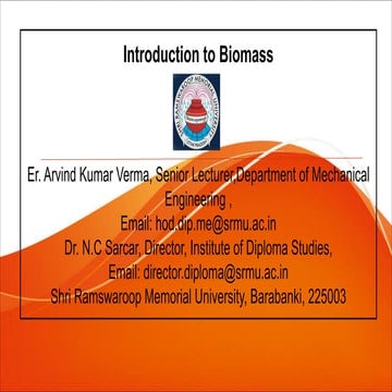 1 introduction to biomass arvind kumar verma | PPT