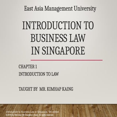 (1) Introduction to Business Law in Singapore | PPT