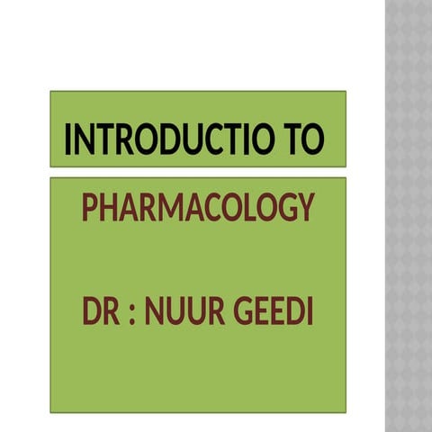 1 introduction to pharmacology.pptx for undergraduates | PPTX