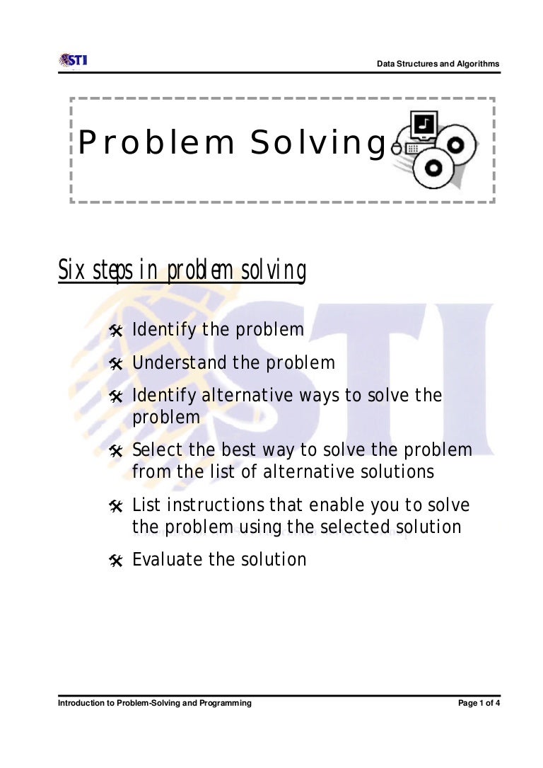 1 Introduction To Problem Solving And Programming