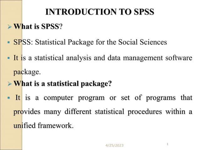 1 Introduction To Spssppt Operating Systems Computer Software And Applications