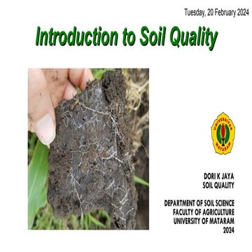 Introduction to Soil Quality, Department of Soil | PPT