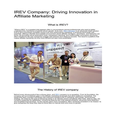 IREV Affiliate Program Software Shaping the Future | DOCX