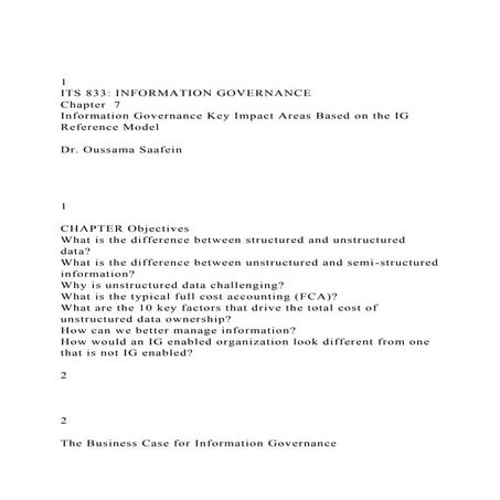 1ITS 833 INFORMATION GOVERNANCEChapter 7Information Gove.docx