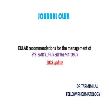 Eular recommendations for the management of SLE | PPTX