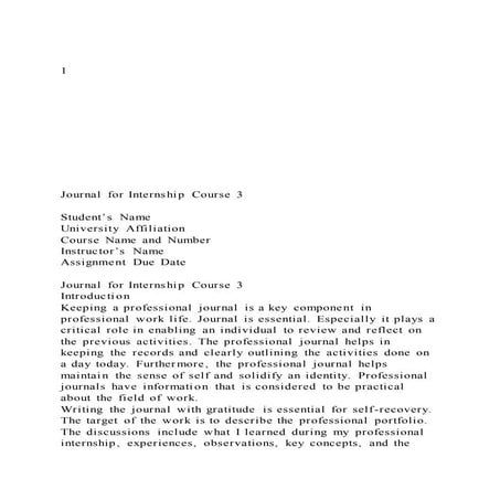 1Journal for Internship Course 3Student’ | PDF