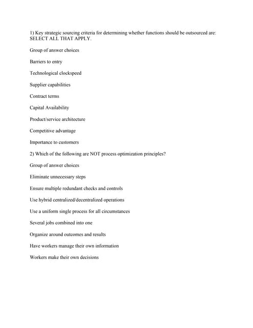 1 Key Strategic Sourcing Criteria For Determining Whether Functions S
