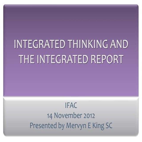 Integrated Thinking and the Integrated Report | PPT