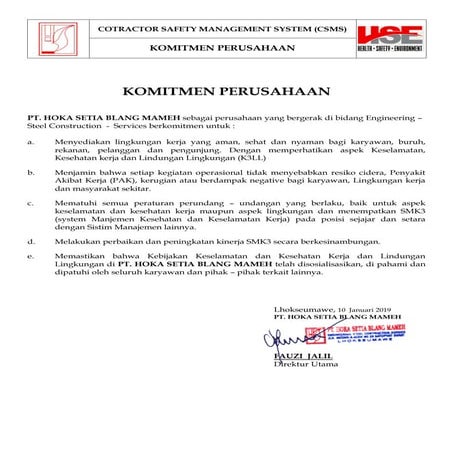 1 komitmen perusahaan | PDF
