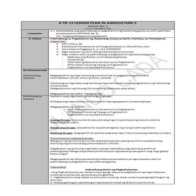1 k to 12 Lesson Plan in Agriculture 5 | DOCX