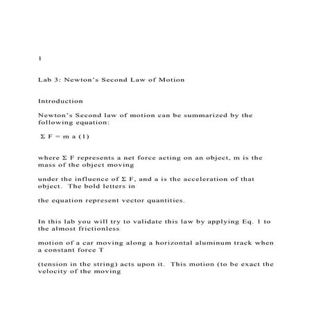 1 Lab 3 Newton’s Second Law of Motion Introducti.docx