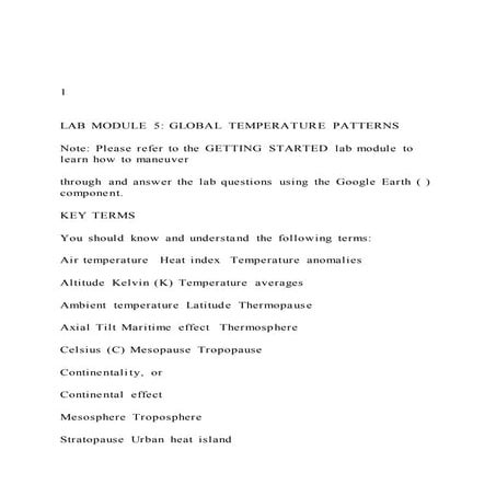 1 LAB MODULE 5 GLOBAL TEMPERATURE PATTERNS Note P | DOCX