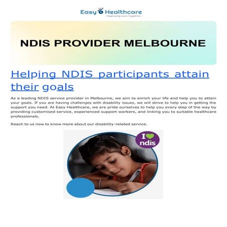NDIS Registered Provider in Melbourne - NDIS Services | PDF
