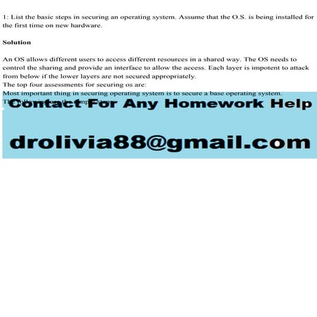 1 List The Basic Steps In Securing An Operating System Assume Thatpdf