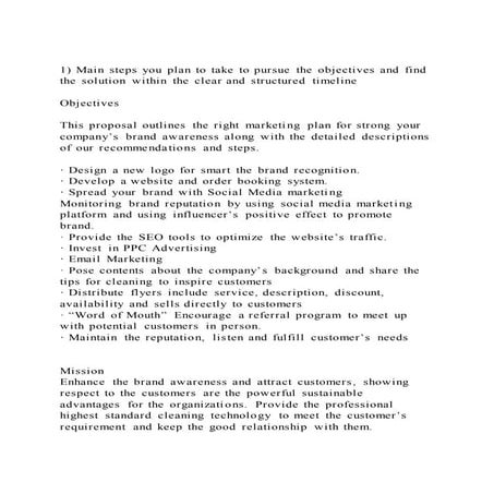 1) Main steps you plan to take to pursue the objectives and find t | PDF
