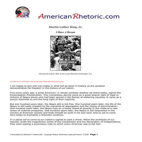 1 martin luther king jr i have a dream | PDF