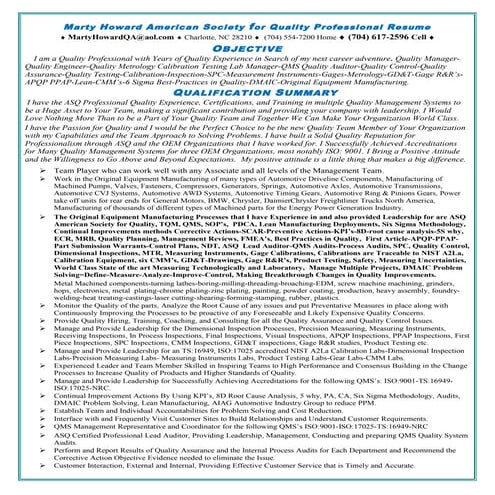 1 marty howard_asq_qm_qe_resume | DOC | Manufacturing Industry | Industries