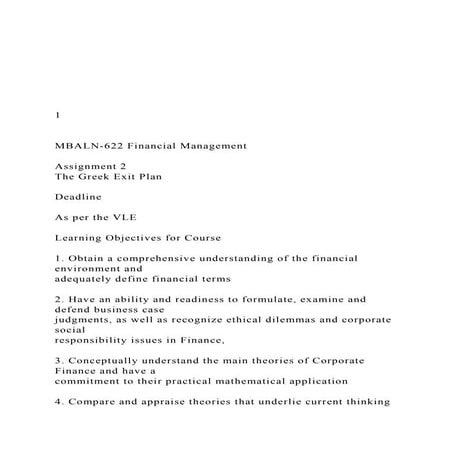 1 MBALN-622 Financial Management Assignment 2.docx
