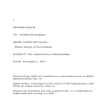 1 MEMORANDUM TO PADM 620 Students FROM P.docx | Business | Business and ...