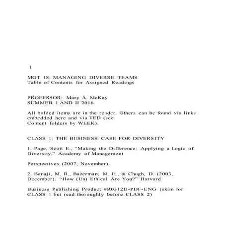 1 mgt 18 managing diverse teams table of con | DOCX