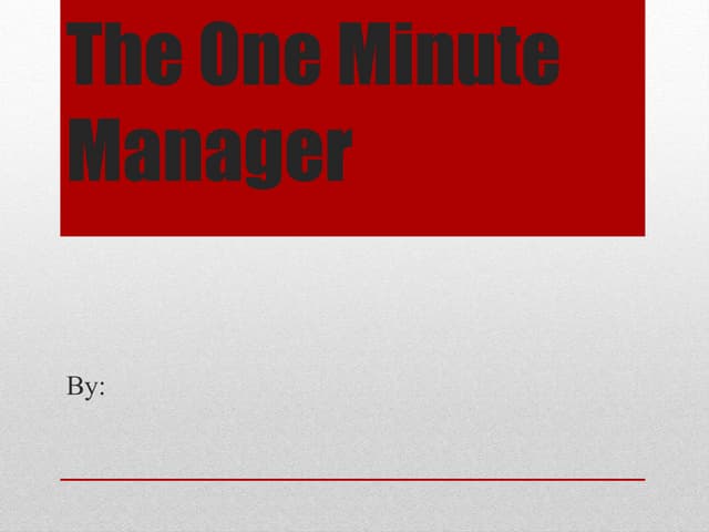 The One Minute Manager | PPTX